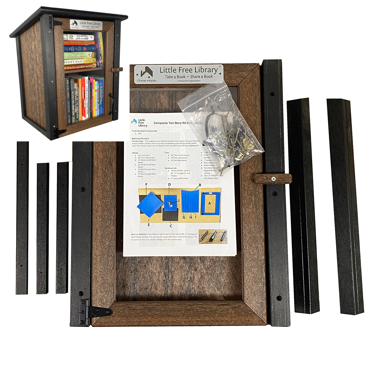 Composite Two Story Walnut Kit Little Free Library