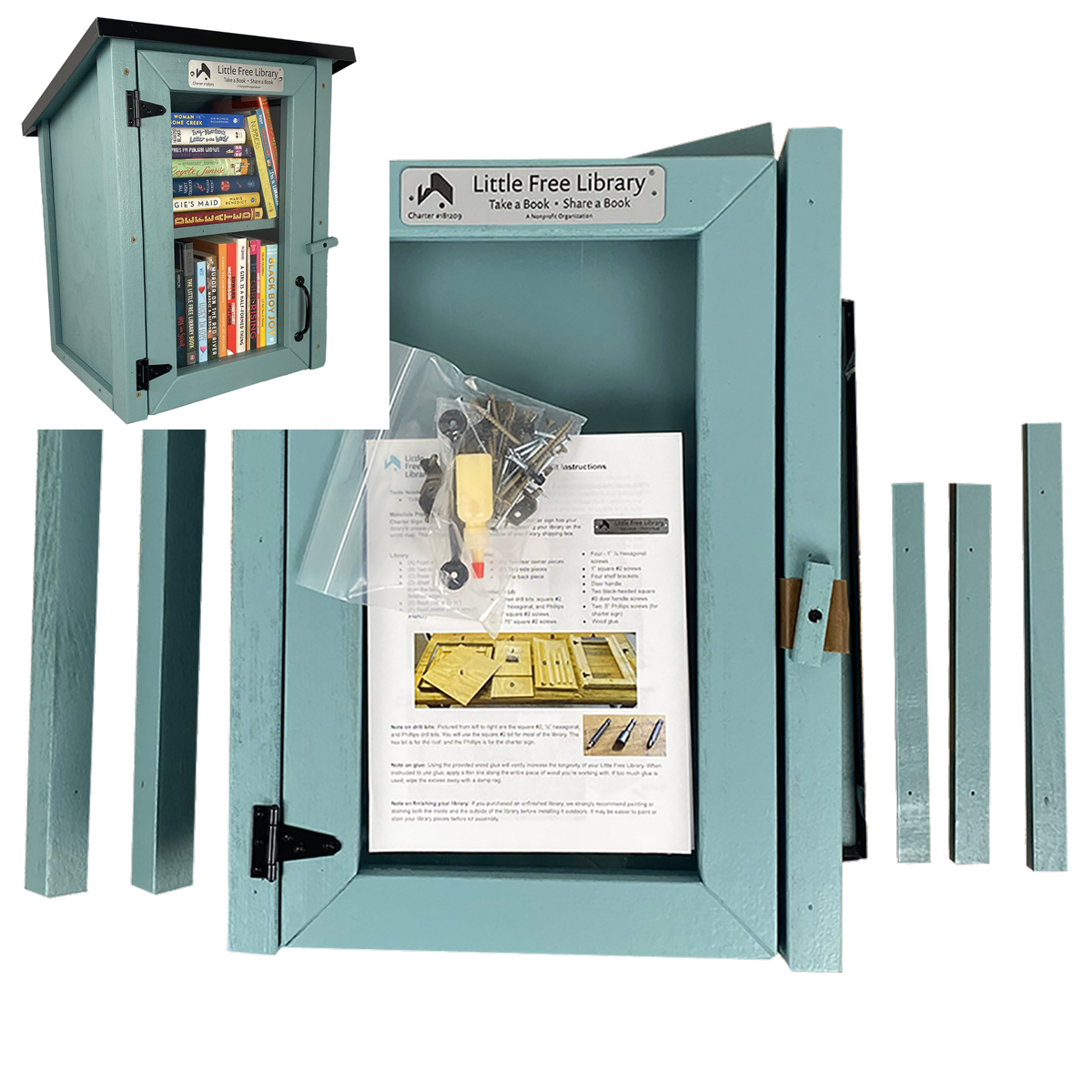 Two Story Shed Light Blue Kit Little Free Library